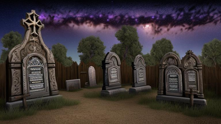 Old West graveyard at night, Midnight Lighting, Phot...