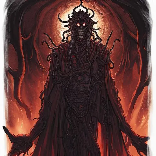 lovecraftian glowing humanoid demon king asmodeus