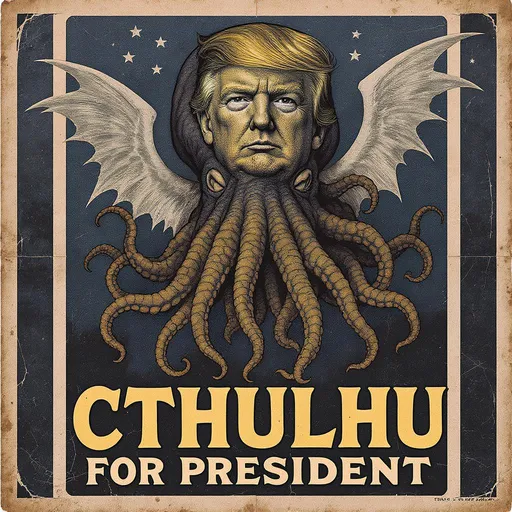 cthulhu for president poster with Donald Trump's fac...