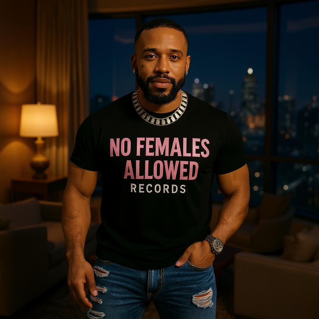 Change the man shirt. He is standing in a penthouse...