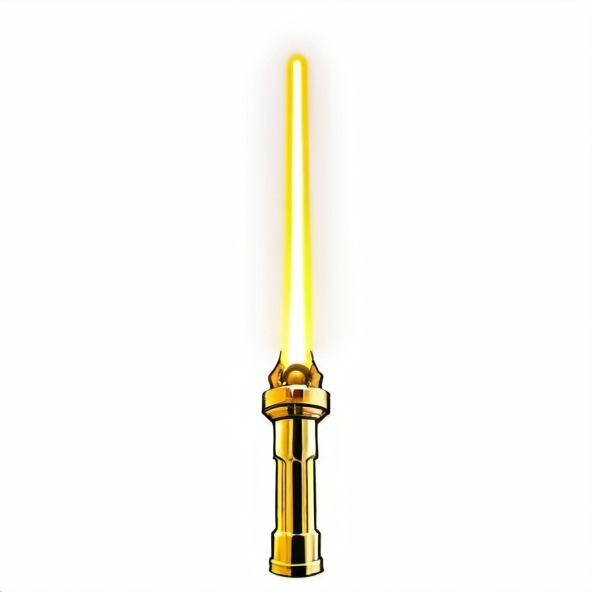 A clean gold lightsaber blade being emitted from an...