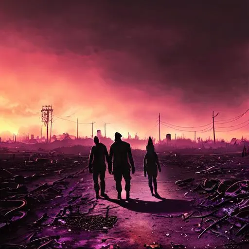 Dark ominous backdrop, apocalyptic wasteland, purple... | OpenArt