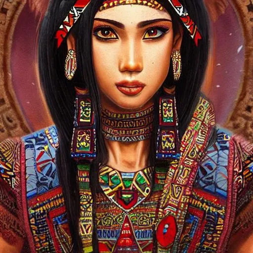 digital painting of beautiful feminine aztec crossdr... | OpenArt