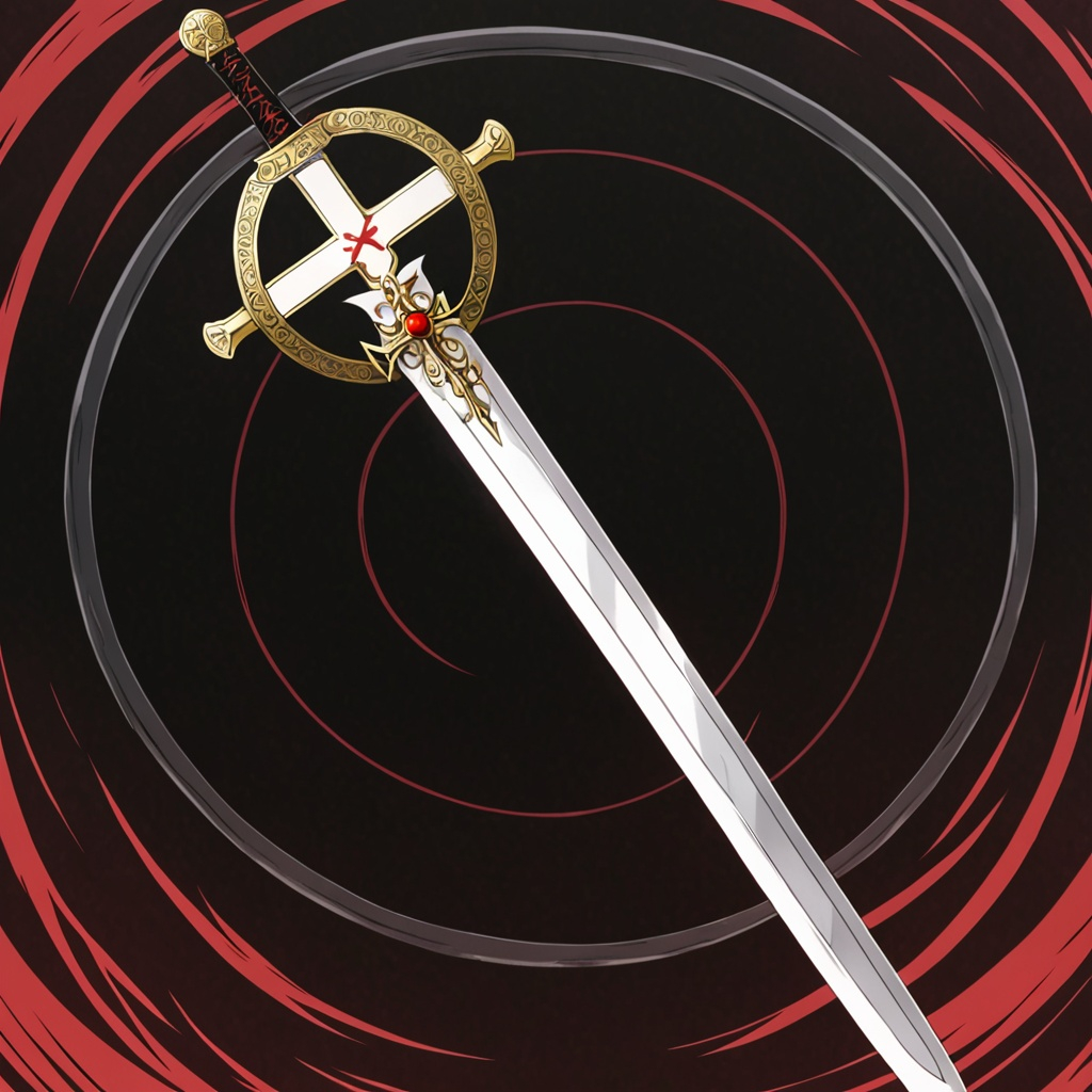 Long sword with cross and circular hilt anime