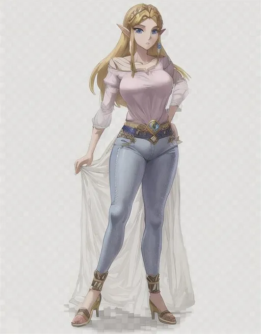 princess zelda , jeans , shirkt , casual , thicc