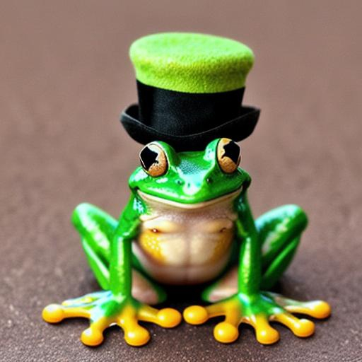 cute chill frog with a tiny top-hat | OpenArt