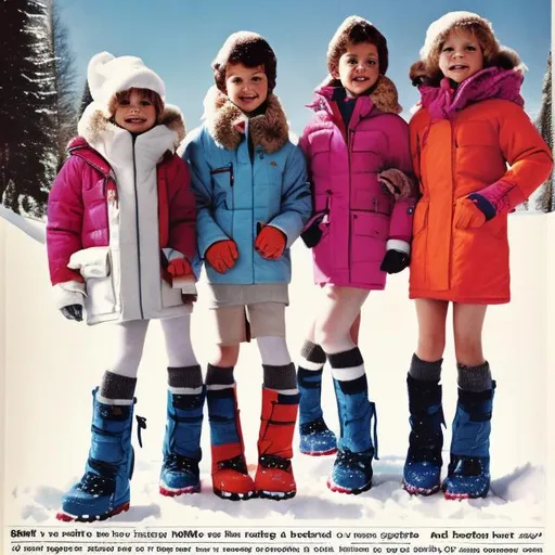 1980s magazine style ad for snow boots