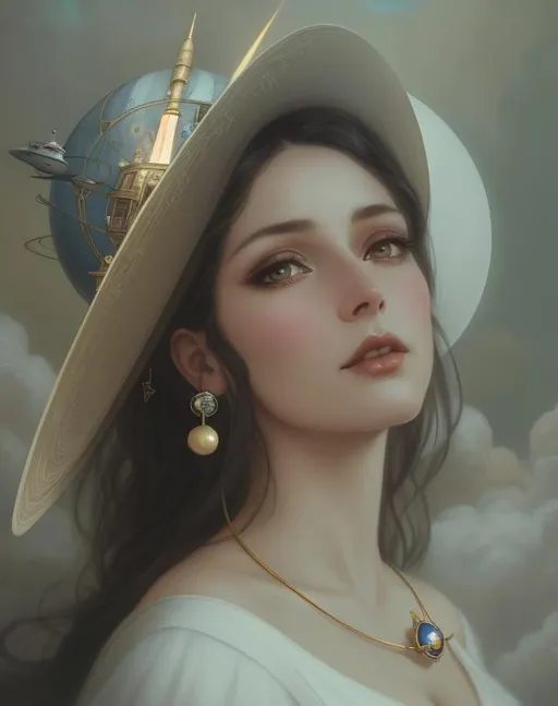 Portrait of a beautiful woman using a hat made of Sa... | OpenArt