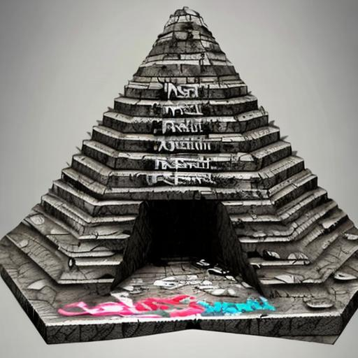 create a model of graffiti covered pyramid