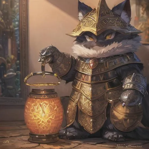 oil on canvas scene of a fierce anthropomorphic cat... | OpenArt