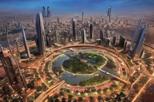 Baghdad in the year 2070, with breathtaking greenspa... | OpenArt