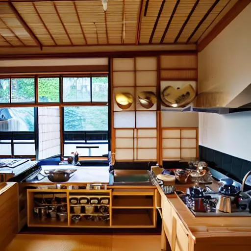 kitchen of a Japanese chef and ingredients of Japane... | OpenArt
