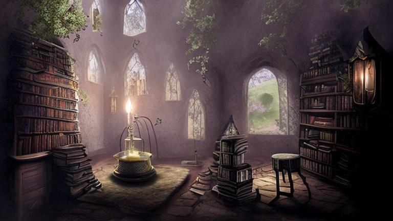 witch cottage, potion cauldron, crystal ball, ancien... | OpenArt