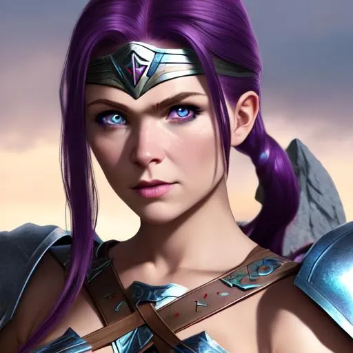 CGI, girl viking, dark purple hair, straight hair, l...