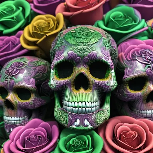 skull with a crown made of roses | OpenArt