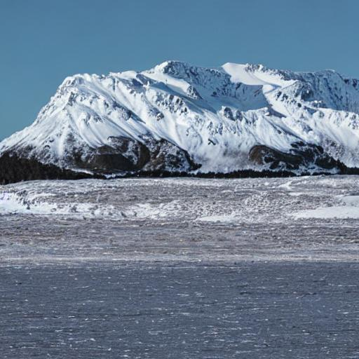 Cold northland with icy mountains