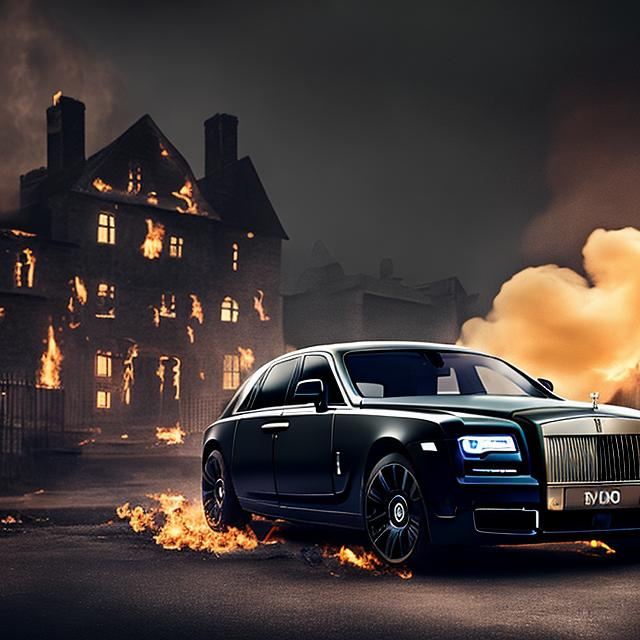 one black color real Rolls Royce Ghost car in old vi...