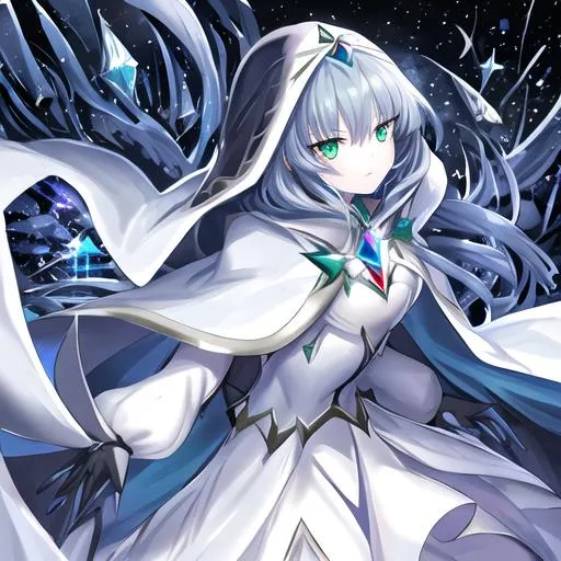 Snow White Assassin Cloak Crystal Emerald Eyes Lo