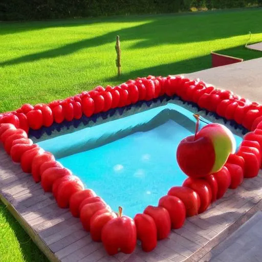swimming pool full of apples