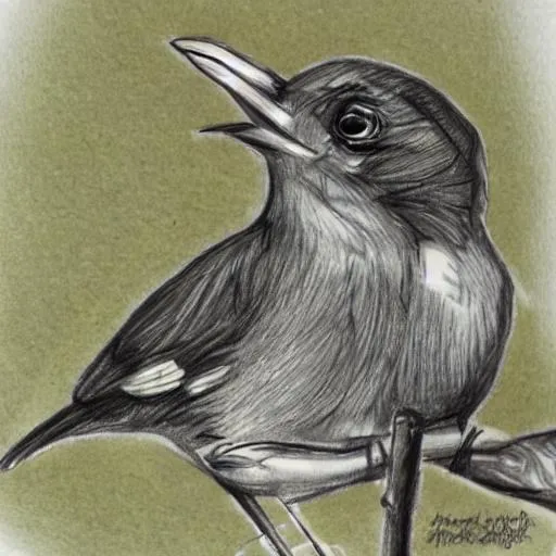 A black micron fine line pen art of a robin bird, bl... | OpenArt