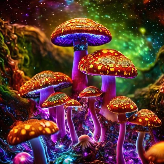 Cosmic Nebula Beautiful {Single Mushroom}, hyper rea...