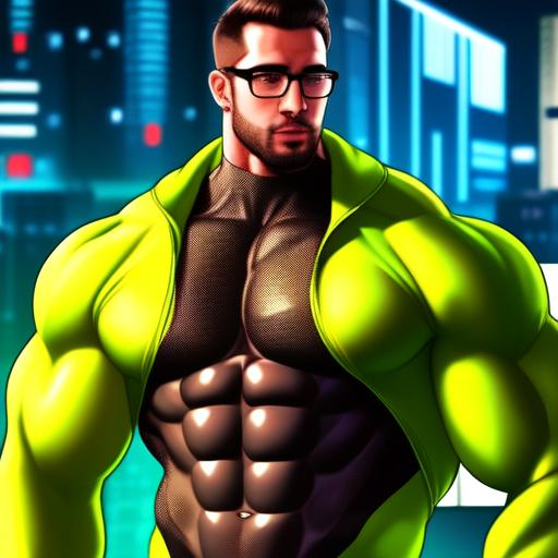 (full body shot) of a beefy android spy bodybuilder... | OpenArt