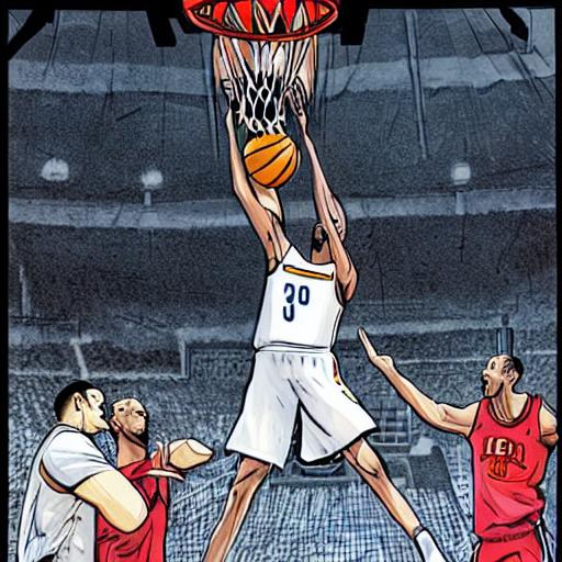 Basketballer dunking Comic style white person | OpenArt