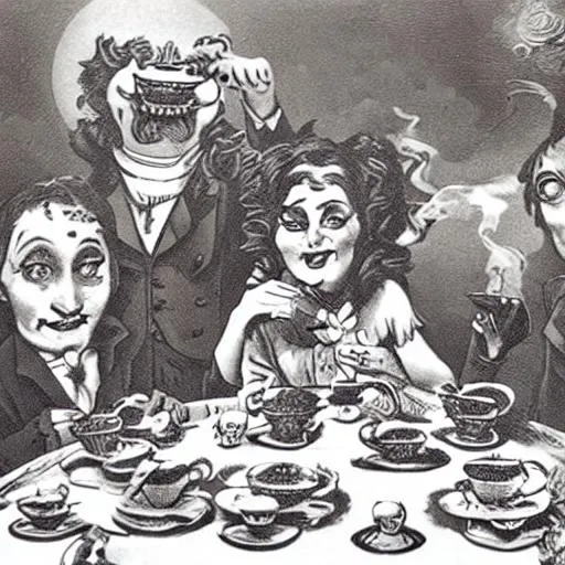 a lonely man smoking a pipe with the devil in his lap | OpenArt