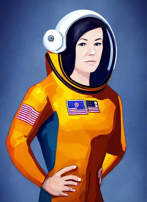 Beautiful girl in a spacesuit, smile on her face | OpenArt