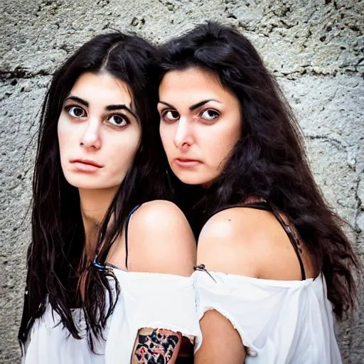 photo realistic portrait of {two Italian women}, bla... | OpenArt