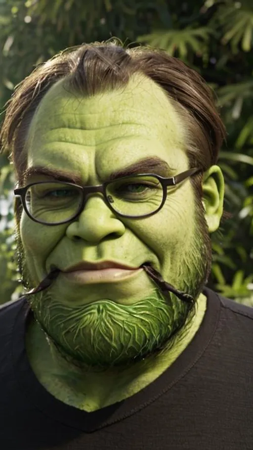 Shrek with glasses. green face epic picture bearded...