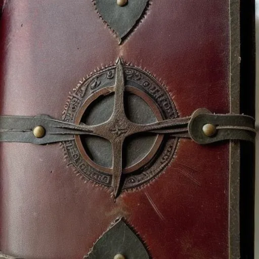 An ancient manuscript bound in leather and a magical... | OpenArt