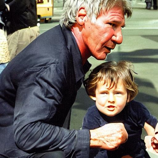 harrison ford eating a small child | OpenArt
