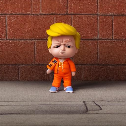 tiny cute sad Donald Trump toy, standing character,... | OpenArt