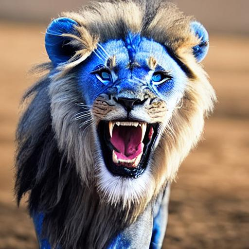 perfect studio photography majestic blue lion in mot... | OpenArt