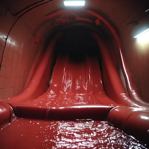 Indoor water slides empty dirty vomit dilapidated ni... | OpenArt