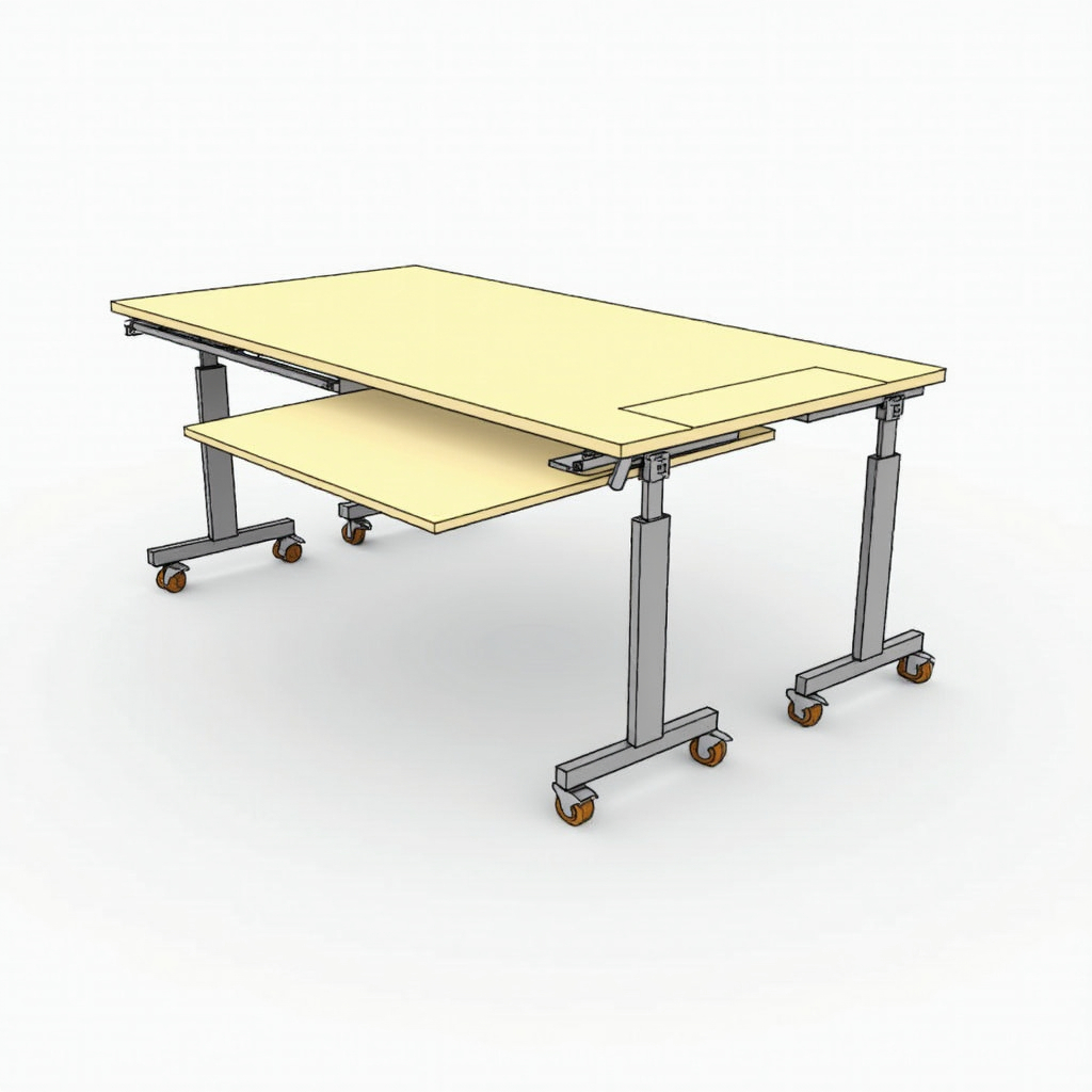 A detailed CAD drawing of a merged_adjustable_desk_w...