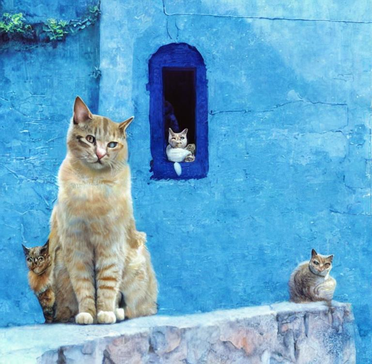 Cats At A Street Corner Of Chefchouen By Dan Witz H Openart