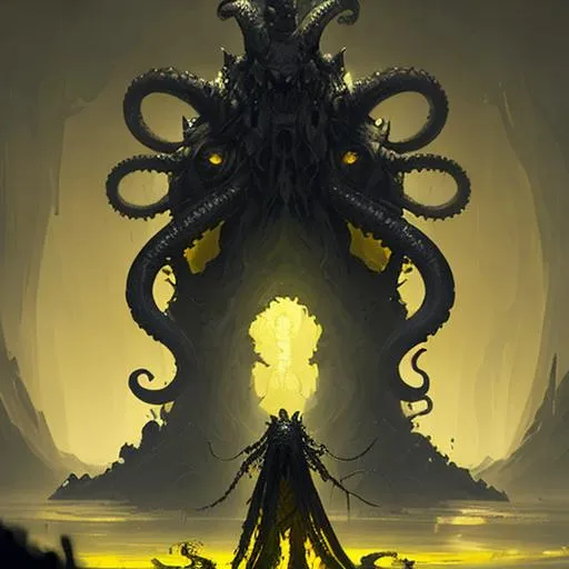 yellow knight, eldritch being, tentacles, lovecraft,... | OpenArt