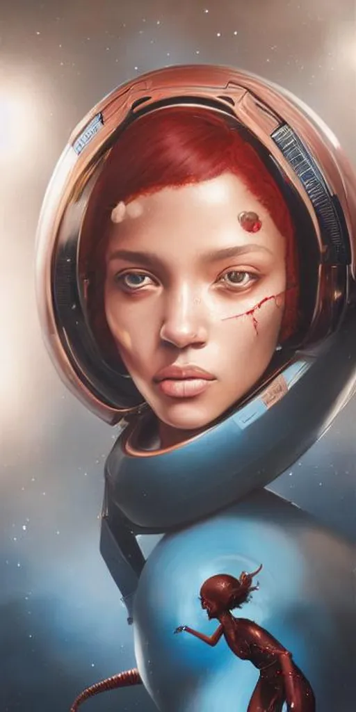 Portrait of {alien black girl} with {red and brown h... | OpenArt