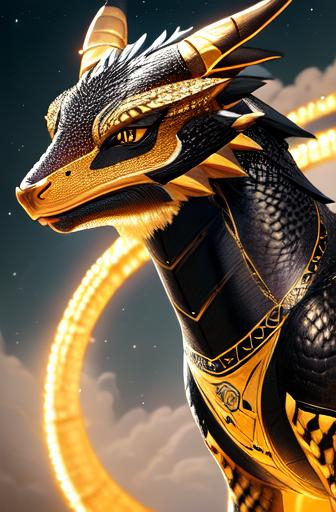 Portrait of an wyvern with striking galactic fur and... | OpenArt