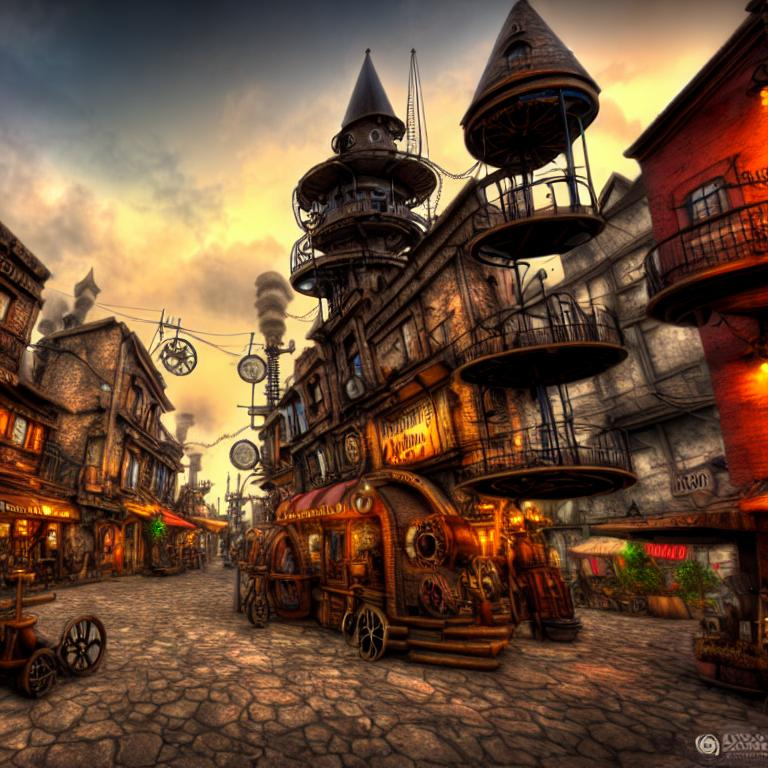 steampunk airsip village 8k HDR | OpenArt