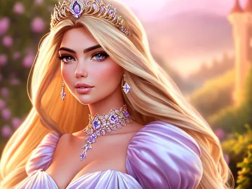 a realistic feminine princess, Rapunzel, HD, mix of... | OpenArt