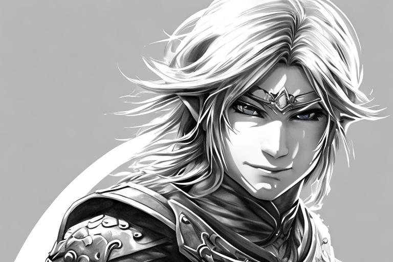 black and white line drawing fantasy link
