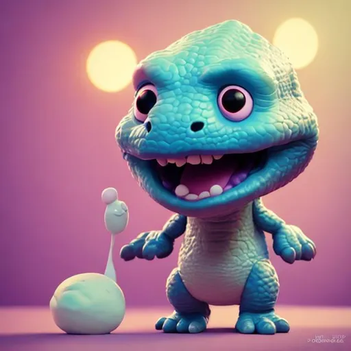 Tiny Cute Barney the dinosaur, singing, soft smooth... | OpenArt