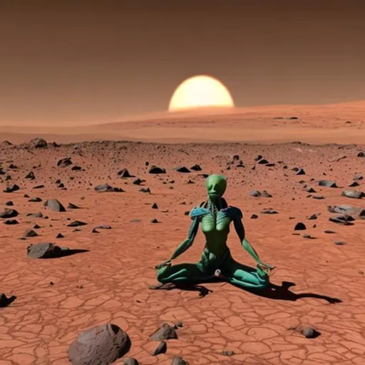 aliens doing yoga on mars | OpenArt