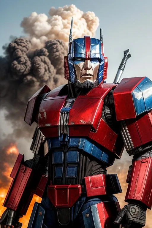 A realistic face portrait of Optimus Prime from Tran...