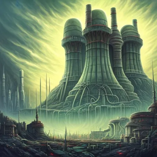 fantasy art style, painting, pipes, monument, nuclea... | OpenArt