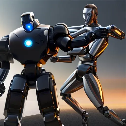 James bond fighting a giant humanoid robot, oil pain... | OpenArt