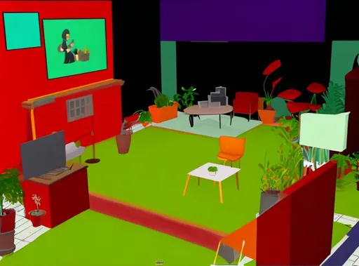 indoor scene annotated with semantic segmentation model | OpenArt